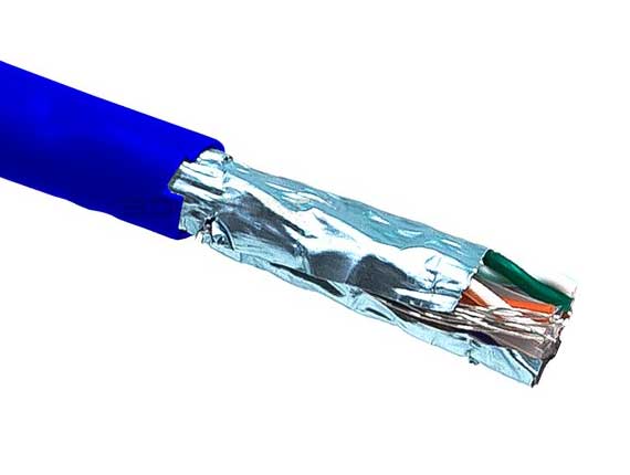 1000ft Cat6 550 MHz Shielded Solid Bulk Cable, Blue