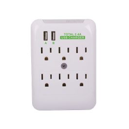 6 AC Outlet Slim Power Surge Protector Wall Tap with 2 USB Ports | Sur