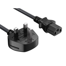 8FT IEC320 C13 to BS1363 England UK Power Cord with Fuse 18AWG 13A/250