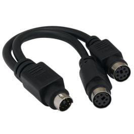 6in Mini-DIN6 Male to Two Mini-DIN6 Female PS/2 Y Cable