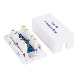 Cat5e Junction Box with 110 Punch Down Type Jacks, White