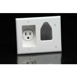 Recessed Low Voltage Cable Plate with Recessed Power | Wall Plate