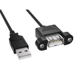6ft USB 2.0 Panel-Mount Type A Male to Type A Female Cable | usb panel