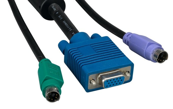 10ft 3 in 1 KVM Cable, Super VGA M/F + PS/2 Keyboard & Mouse, with ...